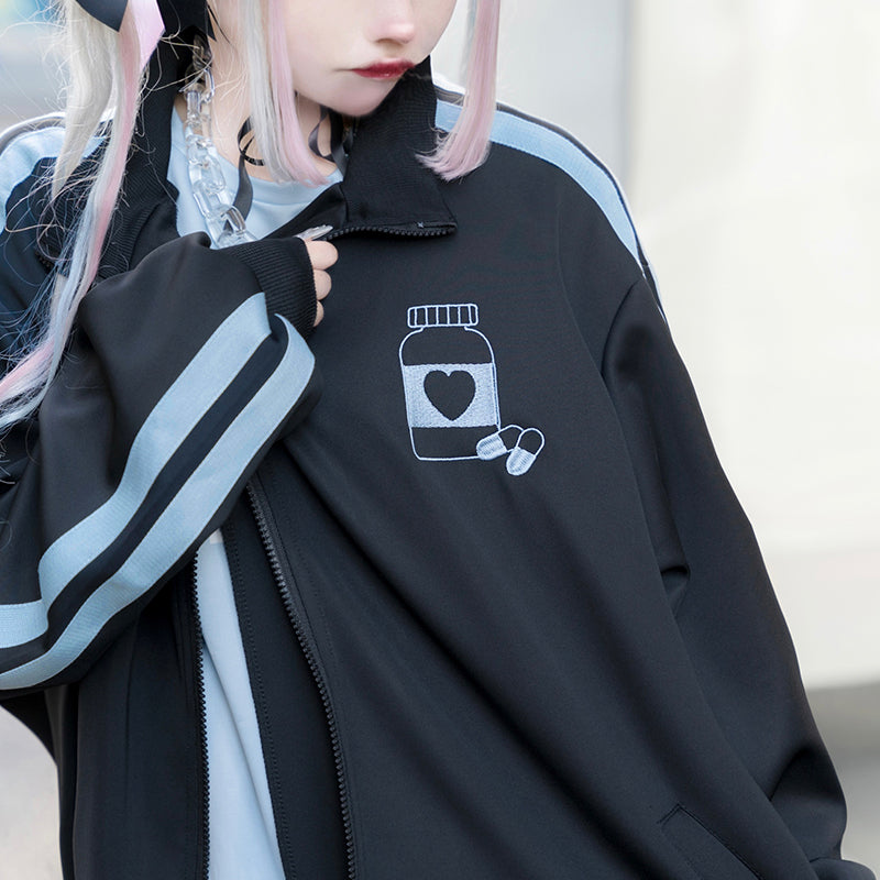 Blood Pack/Pill Bottle Jersey Jacket Black/Pastel Blue – ACDC RAG